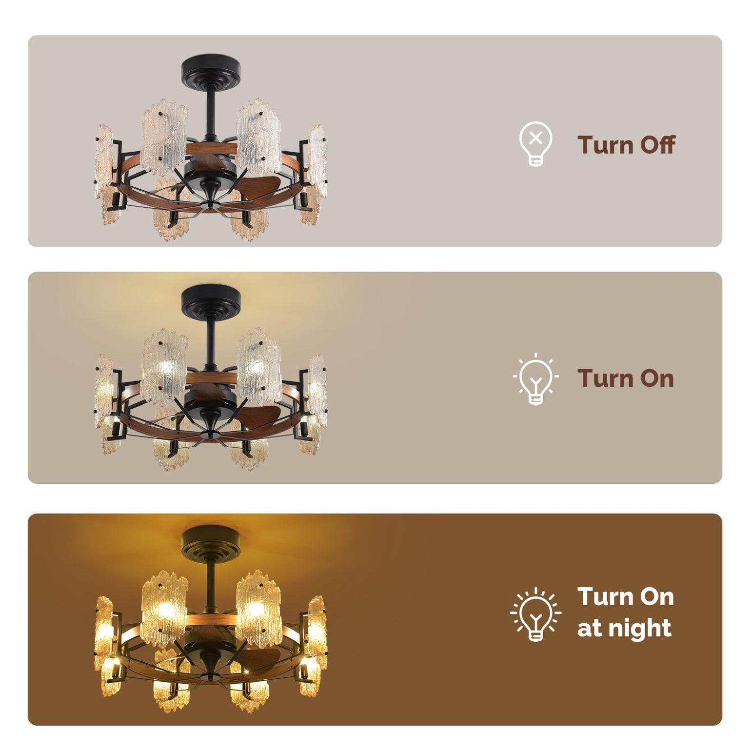 28" Orison Retro Caged Ceiling Fan with Lights, APP/Remote Control wit ...