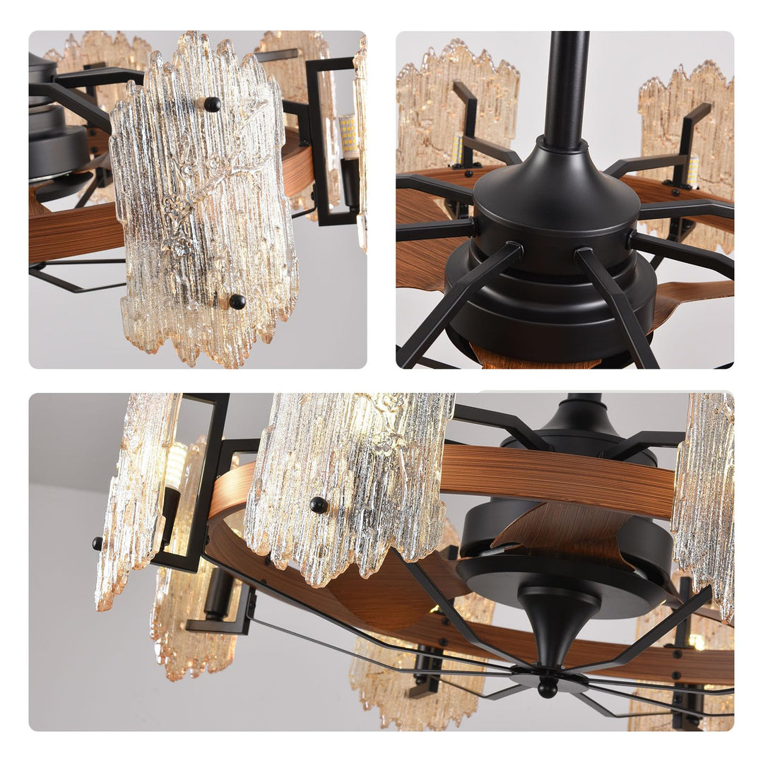 28" Orison Retro Caged Ceiling Fan with Lights, APP/Remote Control wit ...