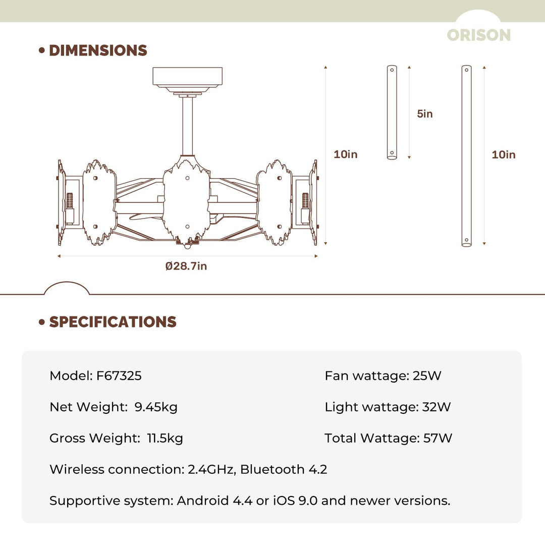 28" Orison Retro Caged Ceiling Fan with Lights, APP/Remote Control wit – Orison Smart Home