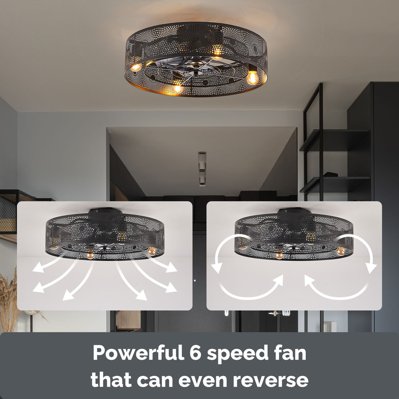 20" Orison Industrial Caged Ceiling Fan with Lights – Orison USA
