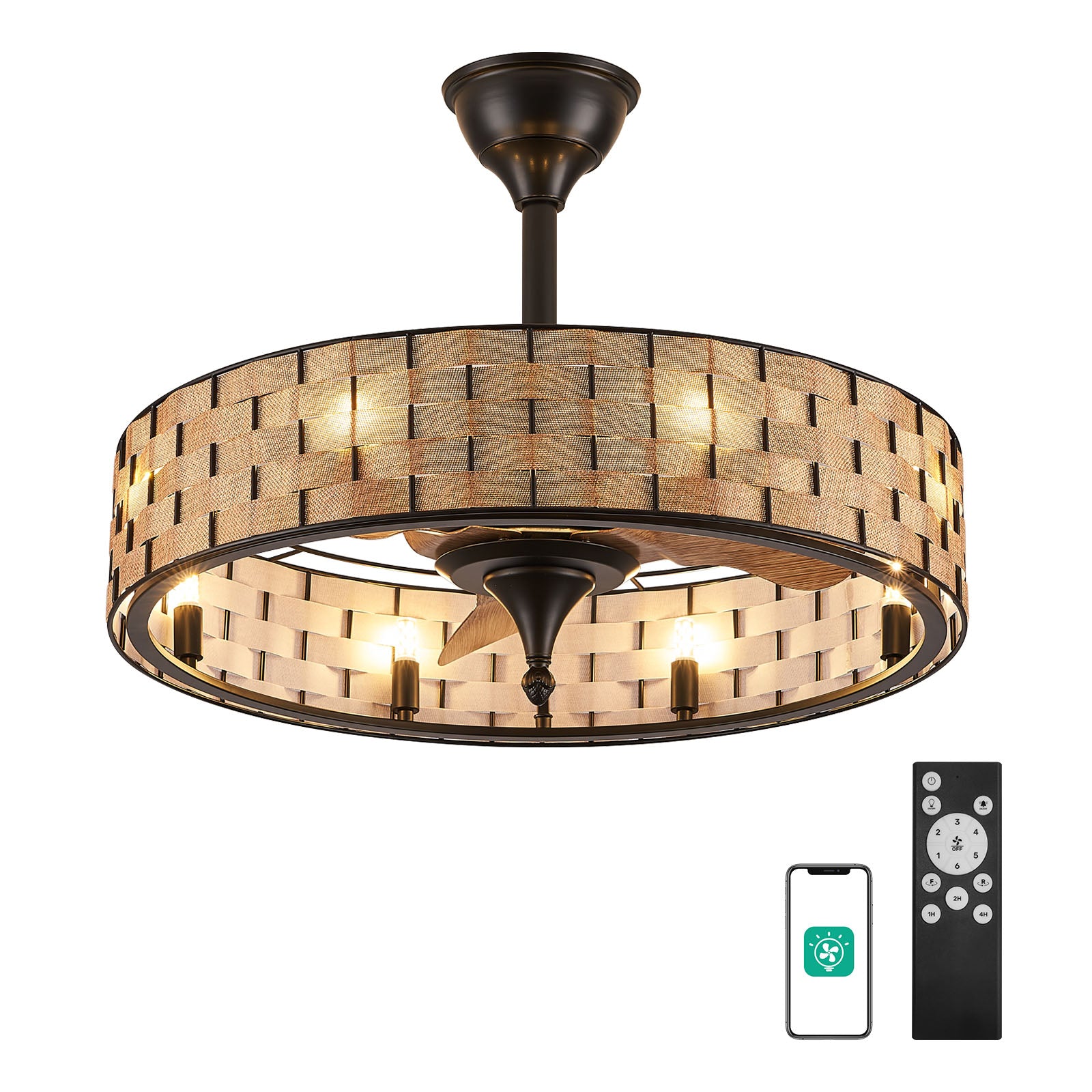 24" Orison Bedroom Ceiling Fan with Lights Including Light Kit, with A ...